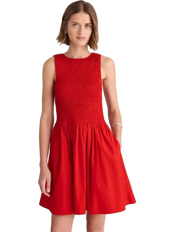 Madewell The Melody Scoopback Smocked Mini Dress - Festival Red