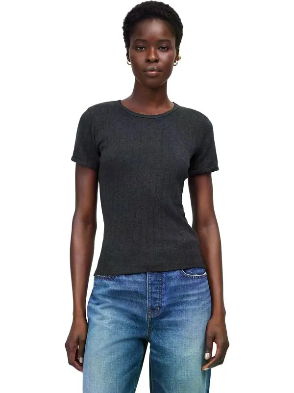 Madewell Leset Pointelle Slim-fit Tee - Grey Melange