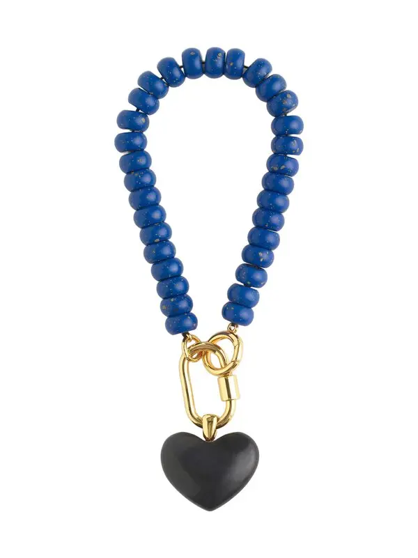 Madewell Beaded Heart Carabiner Bag Charm - Jet Black