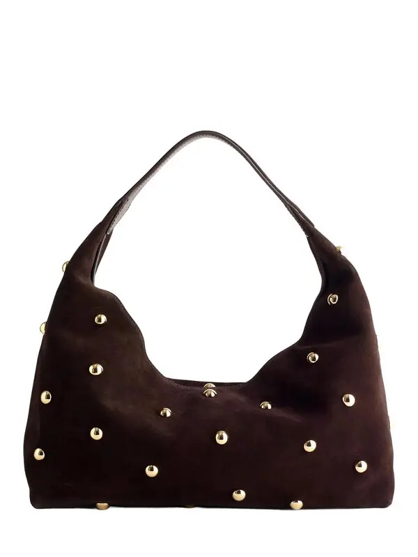 Madewell The Mylie Studded Suede Shoulder Bag - Dark Carob