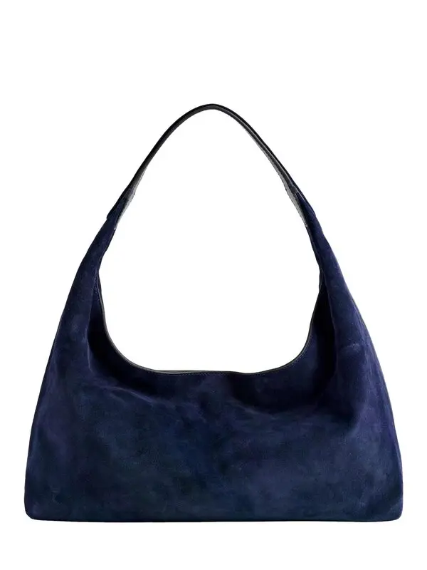 Madewell The Mylie Shoulder Bag In Italian Suede - Midnight Navy