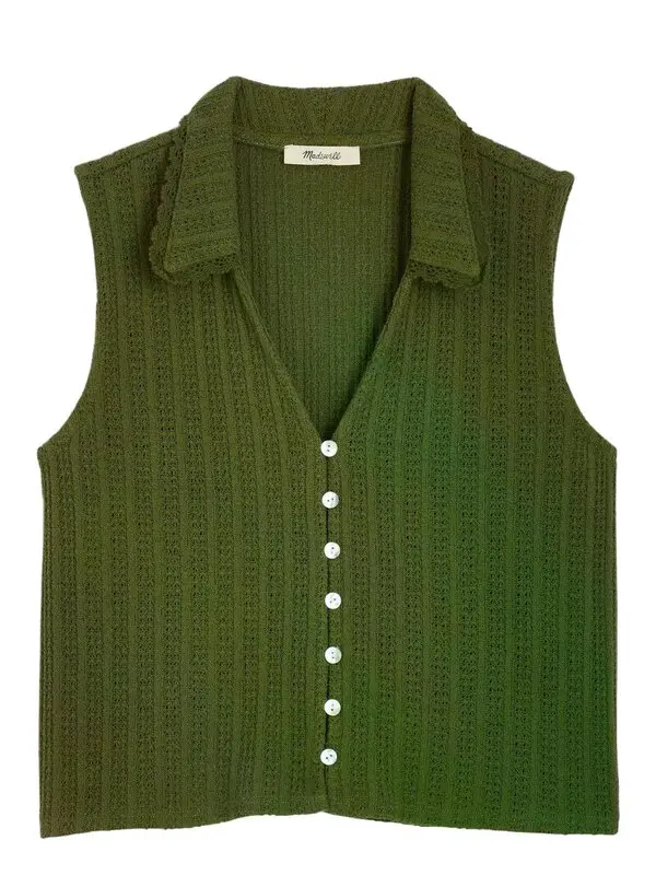 Madewell Crochet-knit V-neck Vest - Laurel Green