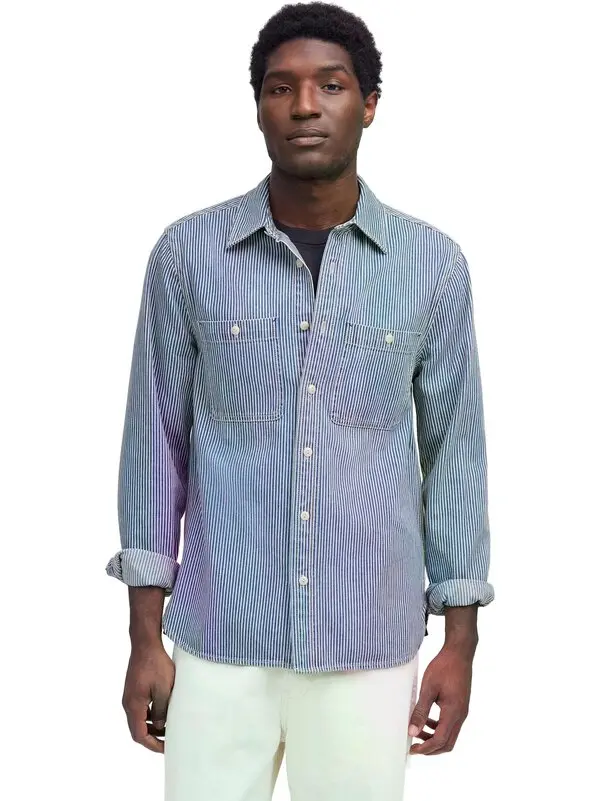 Madewell Indigo-dyed Shirt In Engineer Stripe - Kerrville Wash