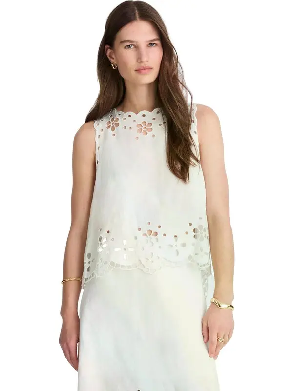 Madewell Embroidered Eyelet High-low Tank - Salt