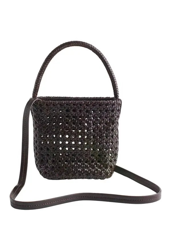 Madewell Handwoven Cane Mini Bag - Dark Carob