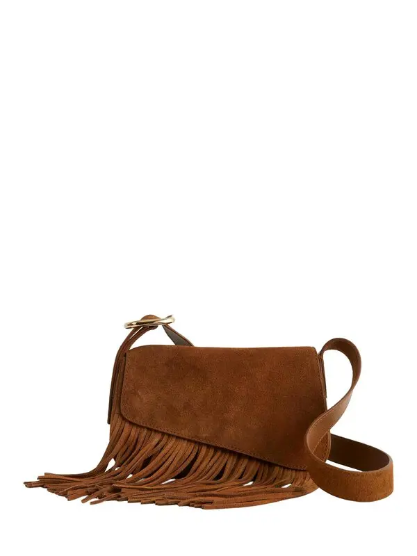 Madewell The Sculptural Buckle Fringed Crossbody Bag - Aged Cognac