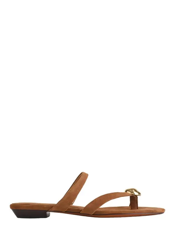 Madewell The Mila Organic Hardware Thong Sandals - Aged Cognac