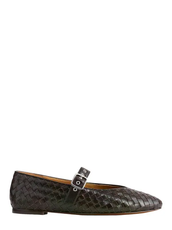 Madewell The Remy Woven Leather Mary Jane Flat - Dark Carob