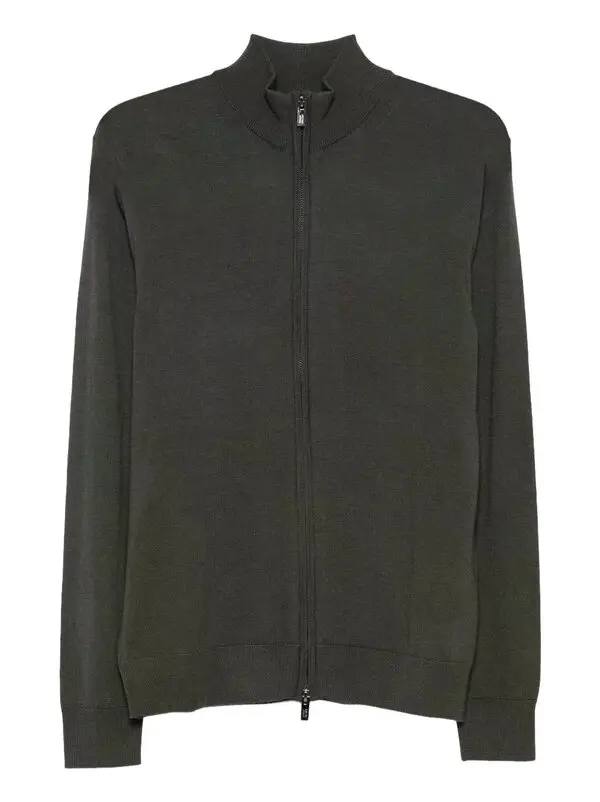 Emporio Armani Zip-up Wool Sweater - Black