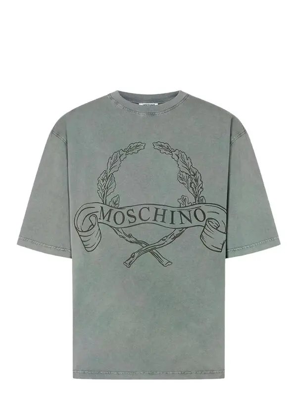 Moschino Laurel Crown Graphic-print T-shirt - Grey
