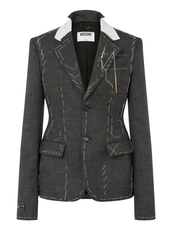 Moschino Tailored Wool Blazer - Grey