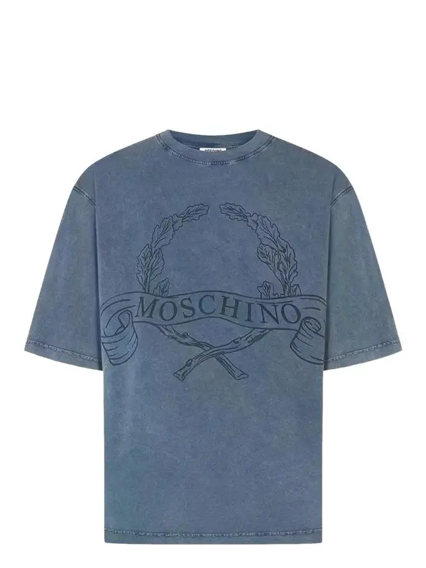 Moschino Laurel Wreath Embroidered T-shirt - Blue