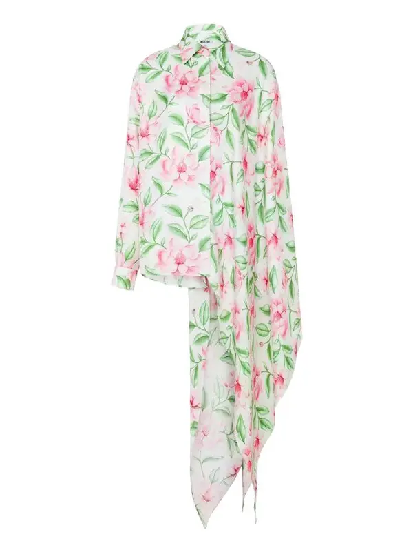 Moschino Floral-print Asymmetric Silk Shirt - White