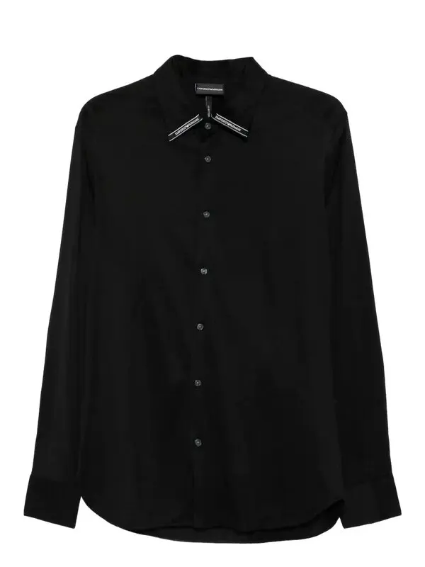 Emporio Armani Logo-plaque Long-sleeve Shirt - Black