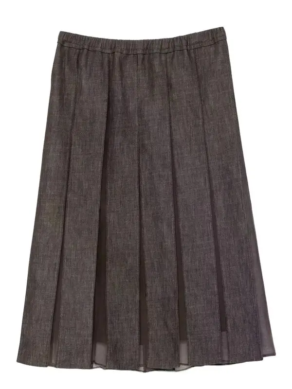 Brunello Cucinelli Pleated Panel Midi Skirt - Brown