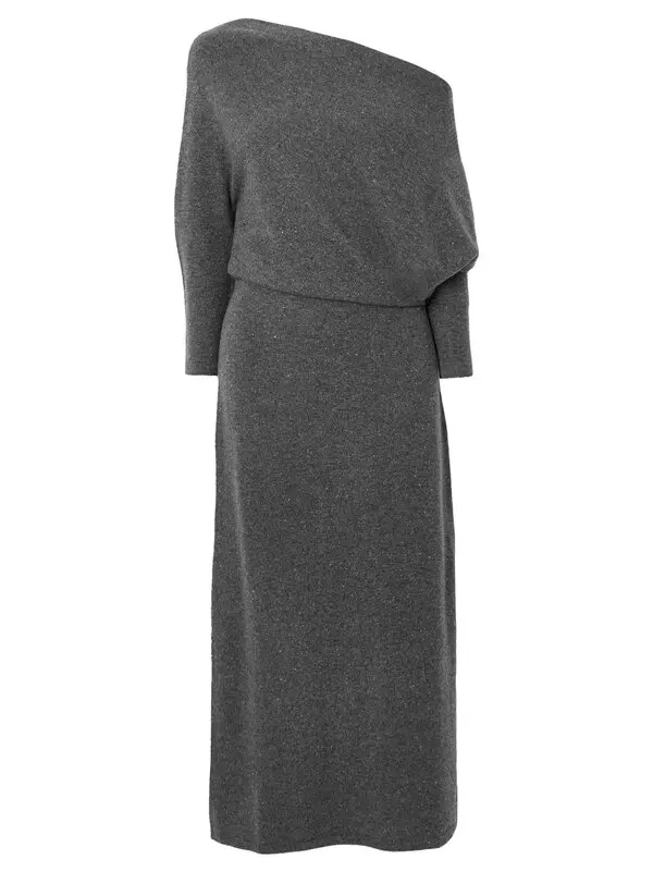Altuzarra Kasos Off-the-shoulder Draped Brushed-cashmere Midi Dress - Gray