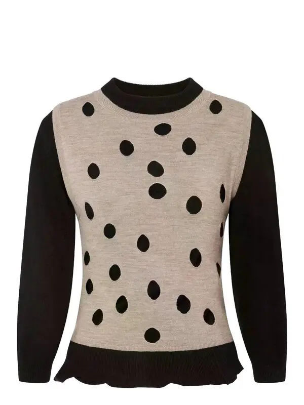 Moschino Polka-dot Ruffled Sweater - Black