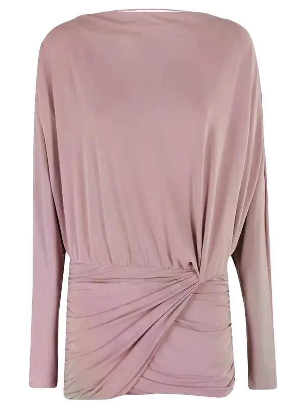 Andamane Draped Three-quarter-sleeve Dress - Pink
