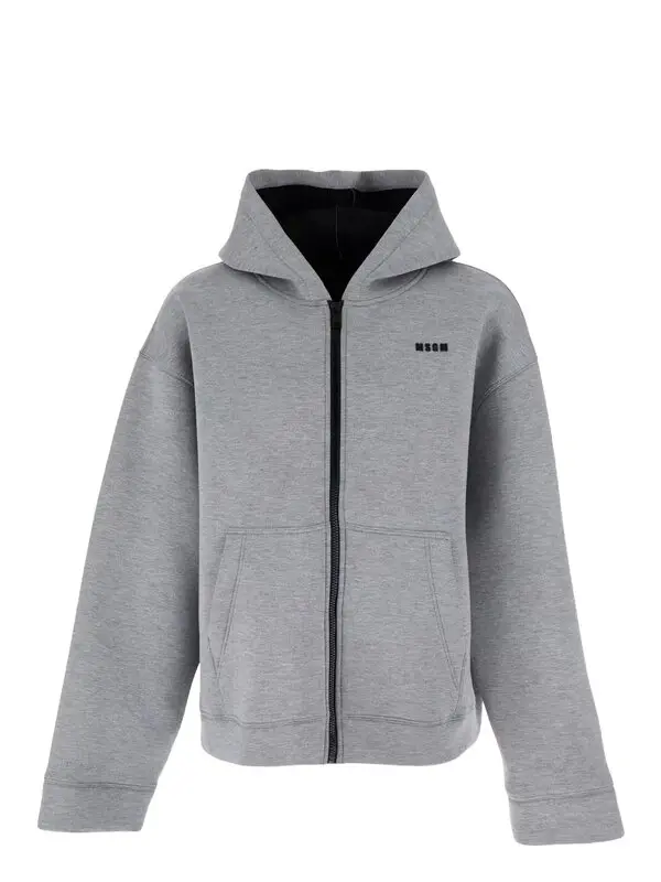 MSGM Hooded Zip-up Jacket - Grey