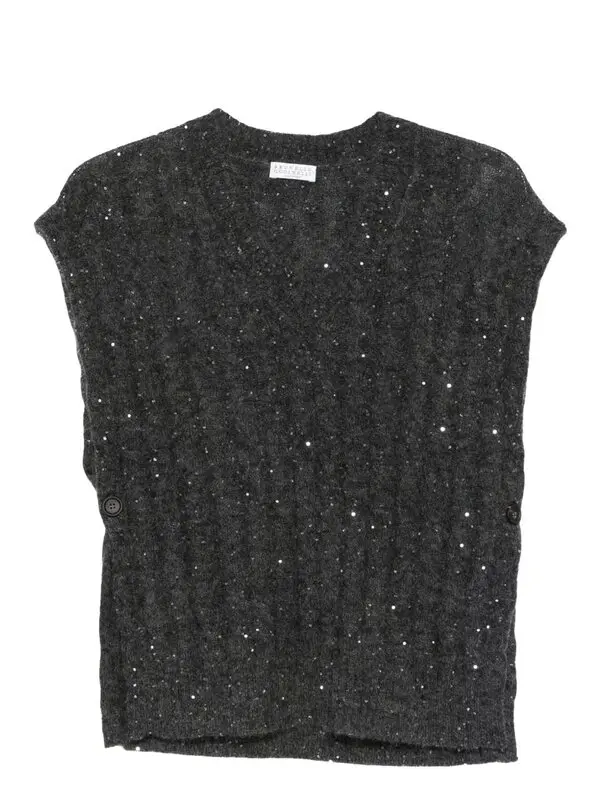 Brunello Cucinelli Sequin-embellished Sleeveless Top - Grey