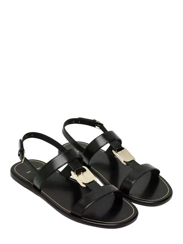 FERRAGAMO Capri Leather Sandals - Black