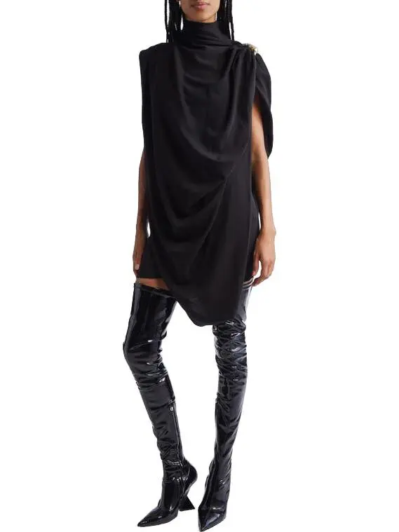 Jean Paul Gaultier Draped Pierced Detail Jersey Dress - Black