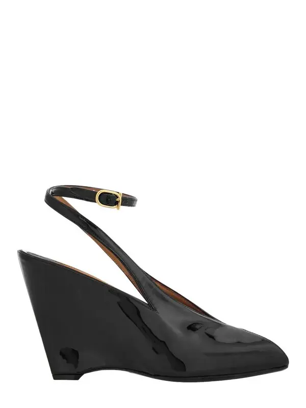 FERRAGAMO Peep-toe Ankle-strap Wedge Pumps - Black