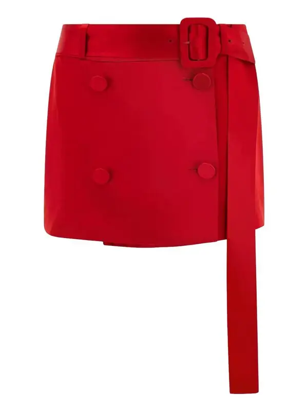 FERRAGAMO Belted Button-front Mini Skirt - Red