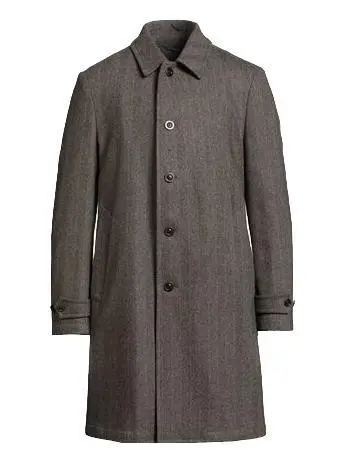 Boglioli Single-breasted Herringbone Flannel Coat - Beige