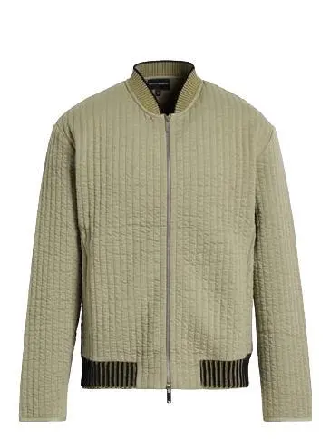 Emporio Armani Cotton Blend Quilted Bomber Jacket - Sage Green