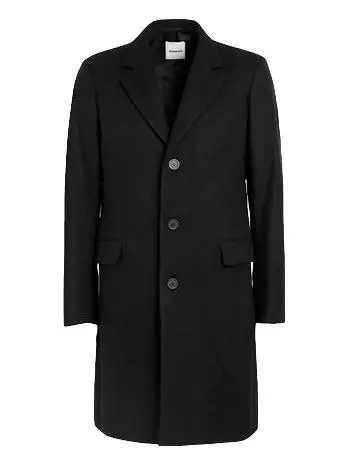 Sandro Midnight Wool, Polyamide, Cashmere Single-breasted Coat - Black