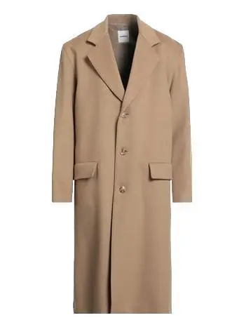 Sandro Single-breasted Camel Coat In Virgin Wool And Cashmere - Beige
