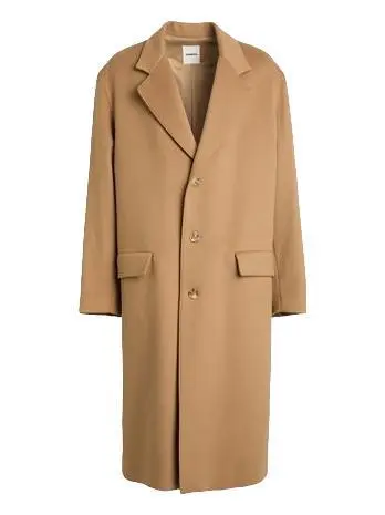 Sandro Single-breasted Coat In Virgin Wool And Cashmere - Camel