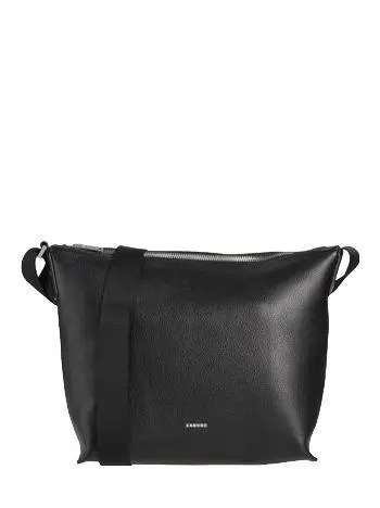 Sandro Cross-body Bag In Calfskin And Polyamide - Black