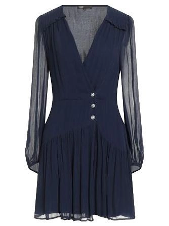 Maje Georgette Mini Wrap Dress - Blue