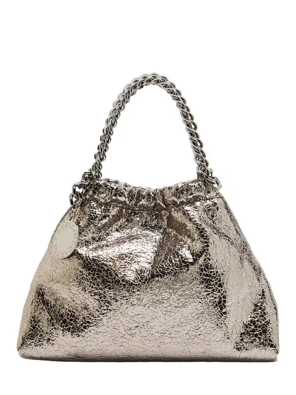 Stella McCartney Falabella Mini Drawstring Metallic Faux-leather Cross-body Bag - Grey