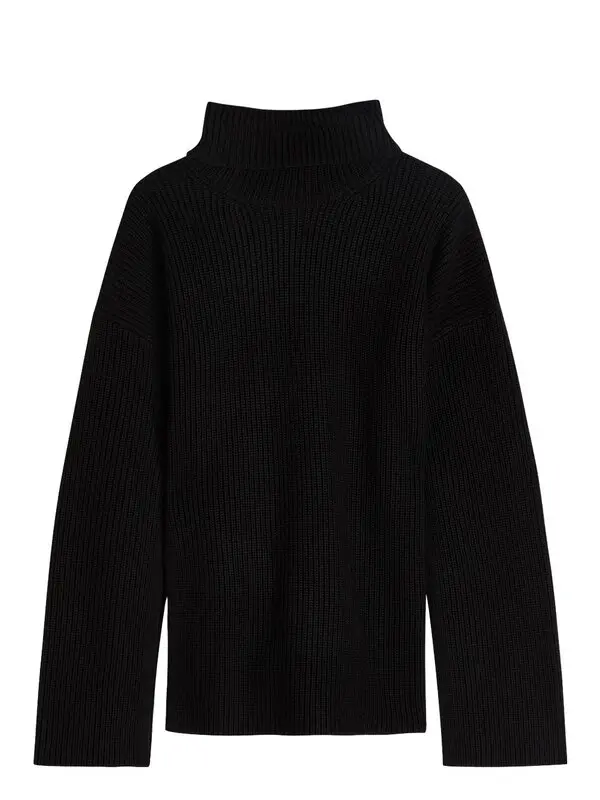 TOTEME Slit Sleeve Ribbed Knit Jumper - Black