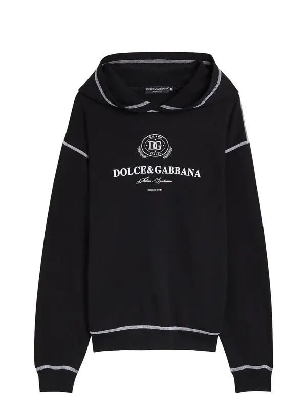 Dolce & Gabbana Logo-embroidered Cotton Sweatshirt - Black