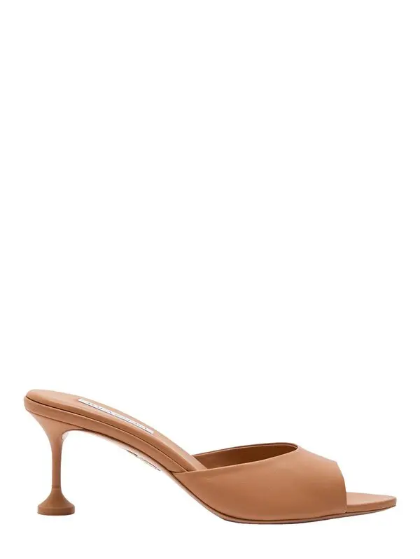 AQUAZZURA Bisous 65 Leather Mules - Caramel