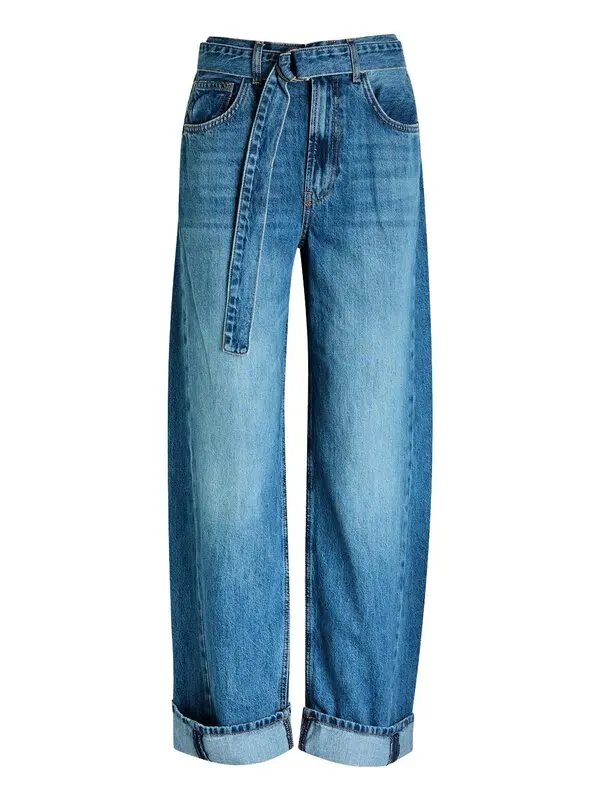 Free People East Bay Cuffed Straight-leg Jeans - Denim