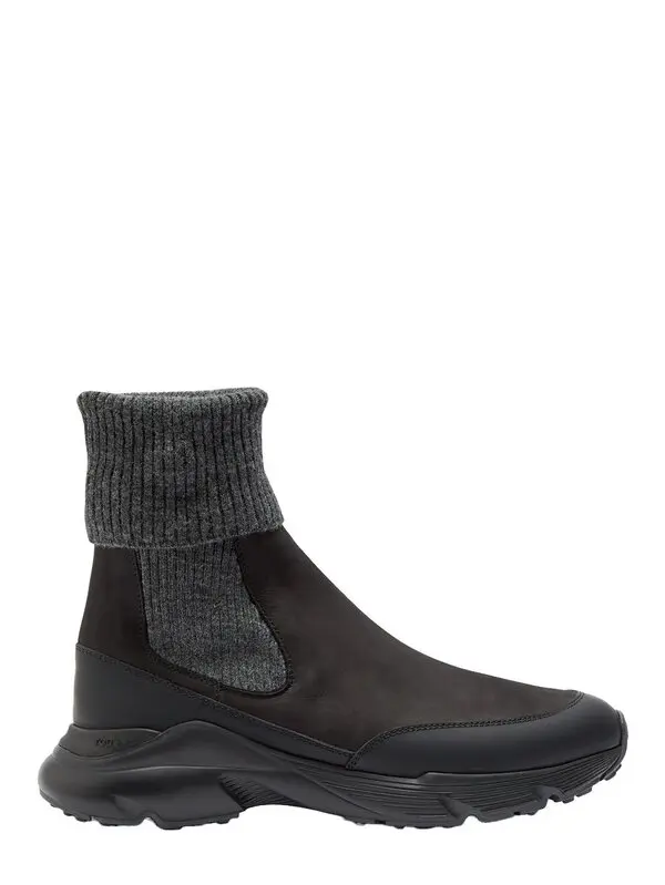 TOD'S Sport Run Nubuck Ankle Boots - Black Grey