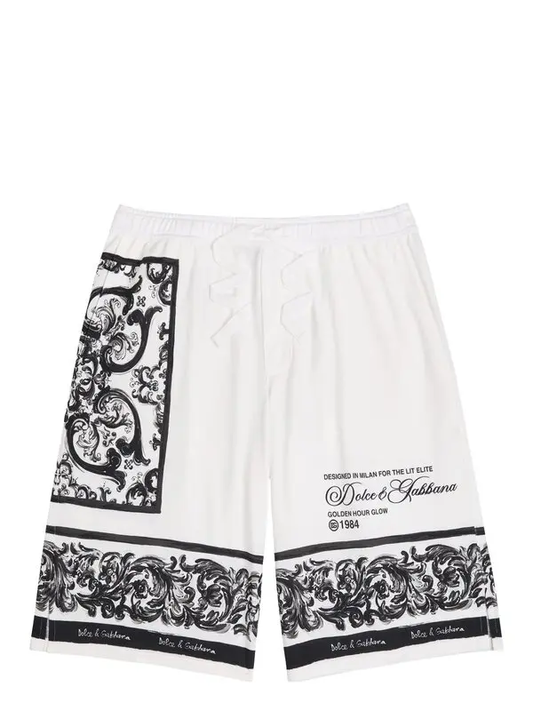 Dolce & Gabbana Printed Piqué Cotton Shorts - Multicoloured 1