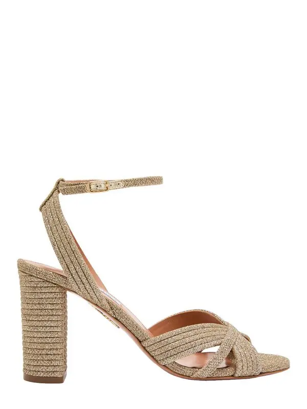 AQUAZZURA Very Sundance 85 Glittered Sandals - Gold