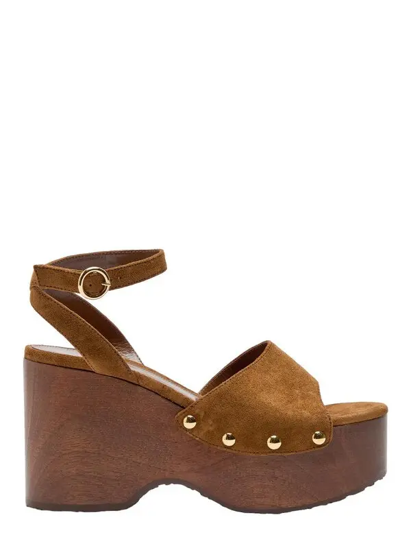 GIANVITO ROSSI 110 Suede Platform Wedge Sandals - Brown