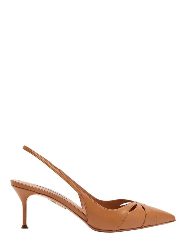 AQUAZZURA Moves 65 Leather Slingback Pumps - Caramel