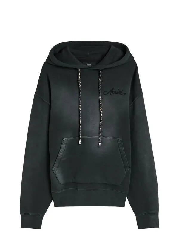 Amiri Bleach Bandana Hooded Cotton Sweatshirt - Black