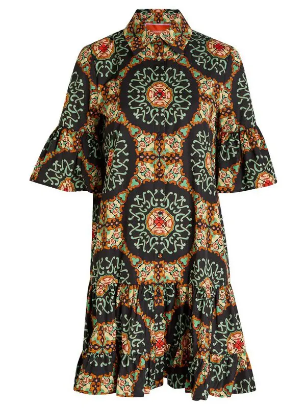 La DoubleJ Choux Printed Cotton-poplin Mini Shirt Dress - Multicoloured