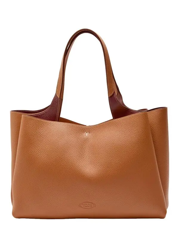 TOD'S Florida Medium Leather Tote Bag - Tan