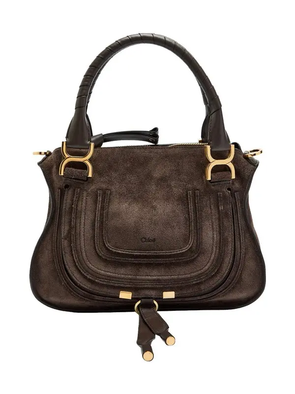 Chloé Marcie Small Suede Shoulder Bag - Dark Brown