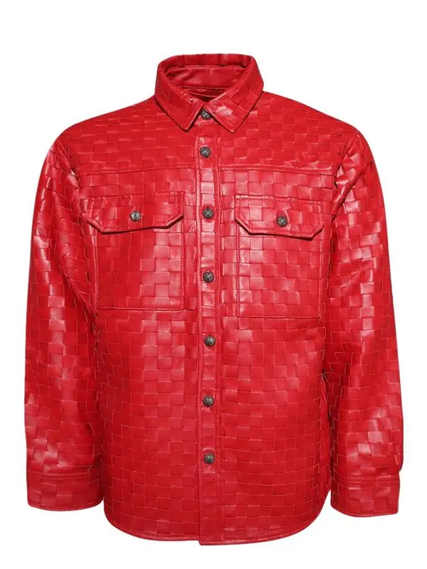 PARIS LAUNDRY Shoji Leather Bowery Overshirt - Red